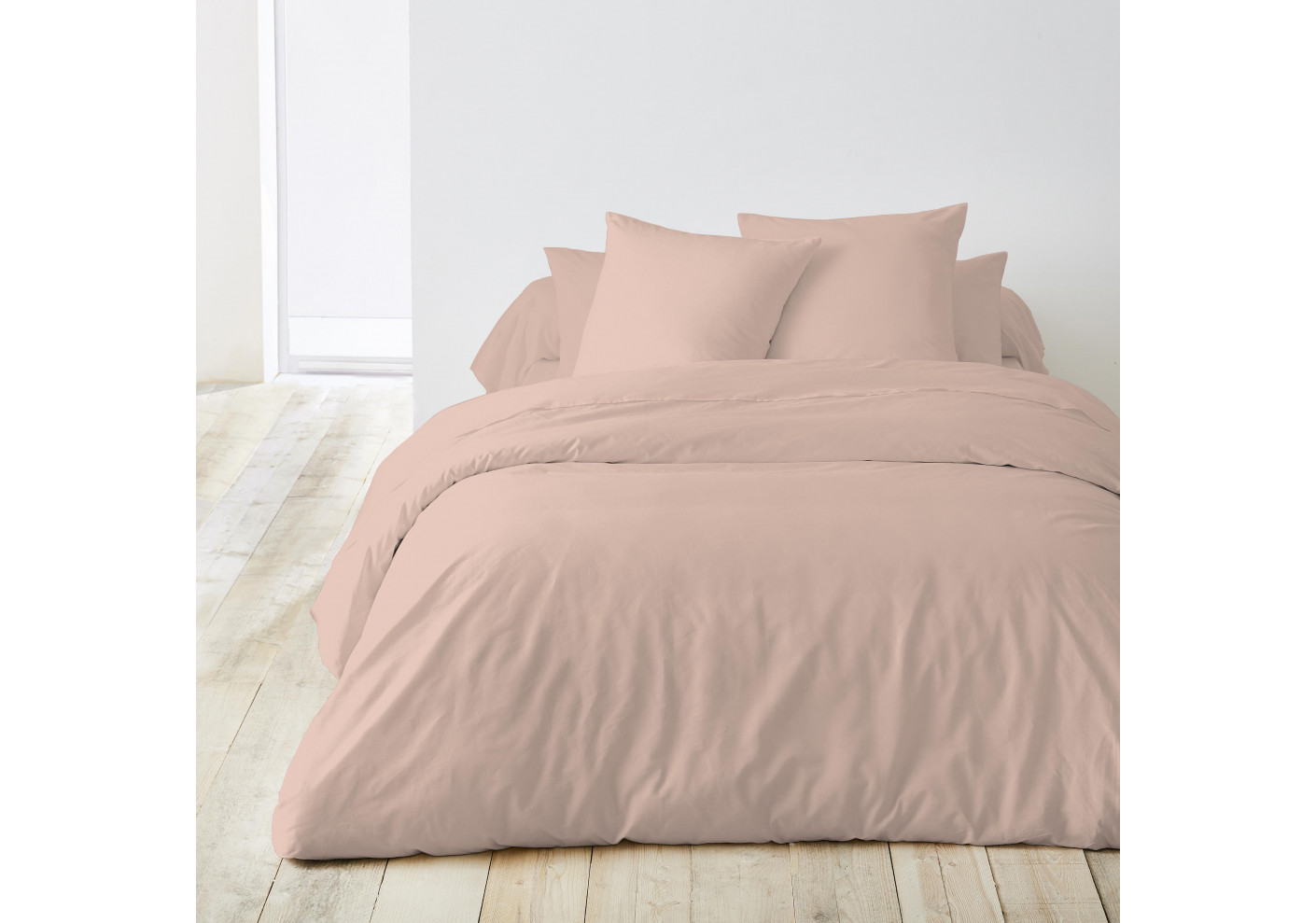 DRAPS PLAT 180x290cm COTON BIO - coloris rose